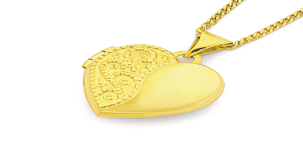 9ct, 15mm Engraved Heart Locket | Pascoes