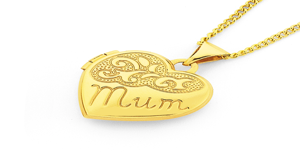 9ct, 15mm 'mum' Heart Locket | Pascoes