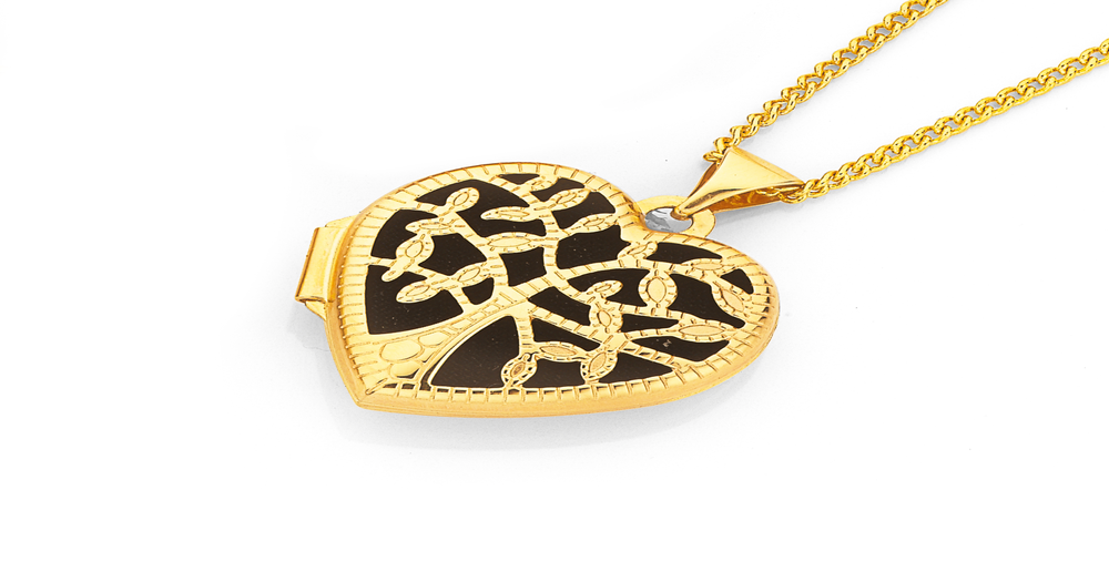 9ct, 18mm Tree Of Life Heart Locket | Pascoes