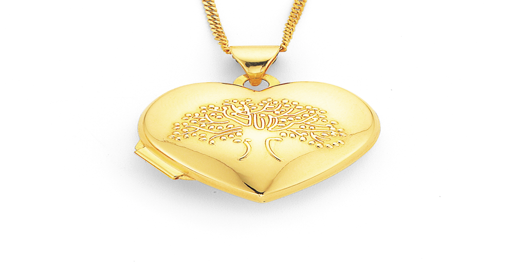 9ct, 18mm Tree Of Life Heart Locket | Pascoes
