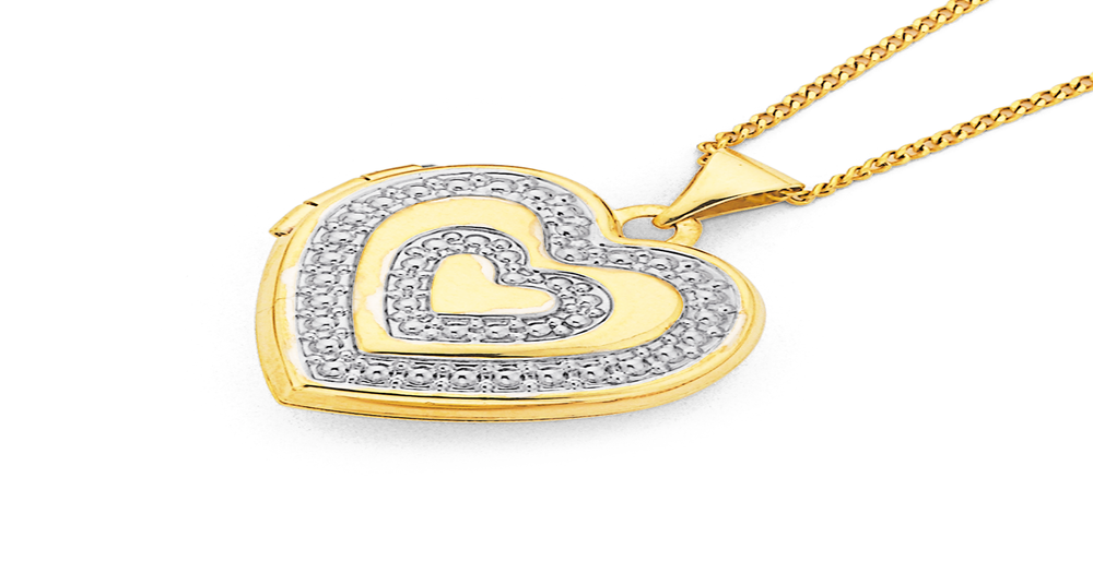 9ct, 18mm Two Tone Heart Locket | Pascoes