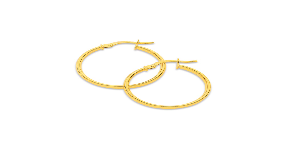 9ct, 3x20mm Half Round Hoop Earrings | Pascoes