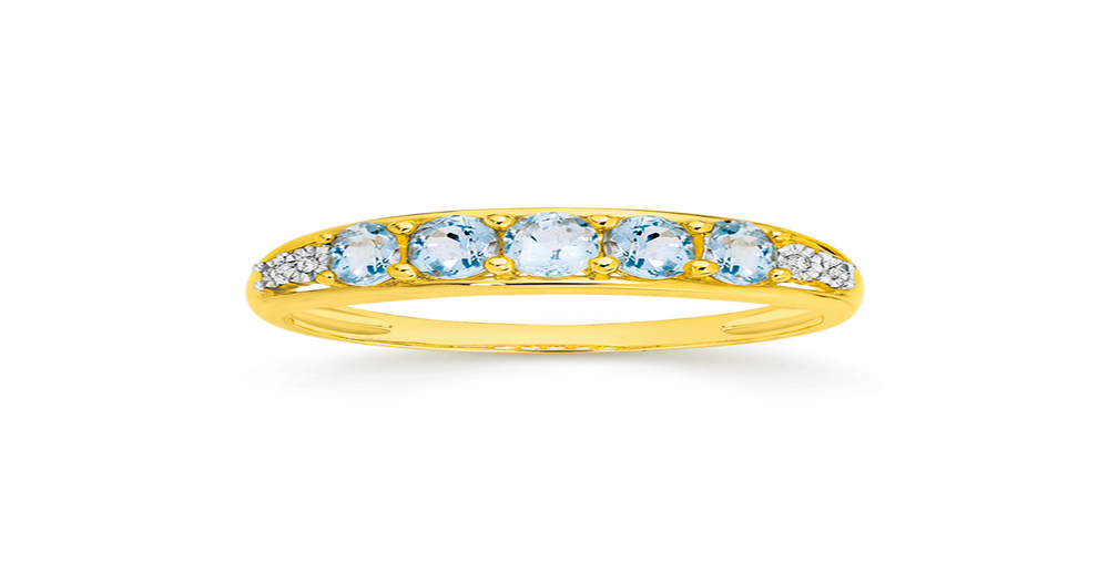 9ct, Blue Topaz & Diamond Ring in Blue | Pascoes