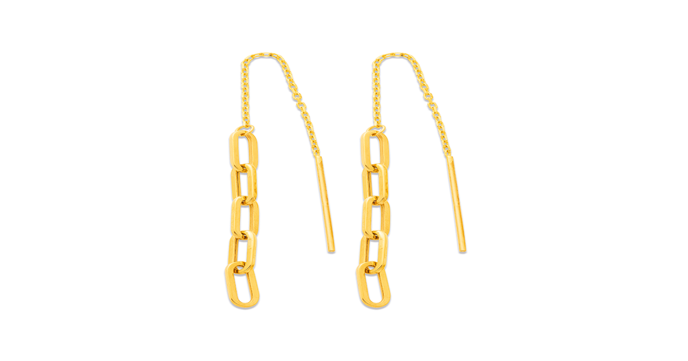 9ct Chain Link Thread Earrings | Pascoes