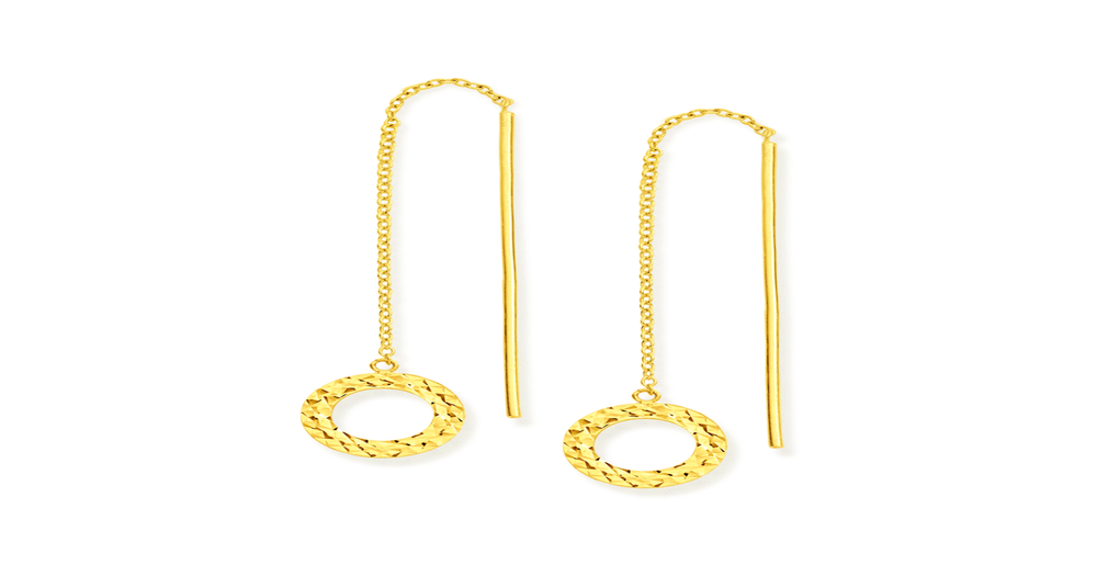 9ct, Circle Thread Drop Earrings | Pascoes