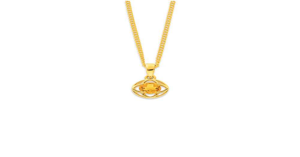 9ct Citrine Celtic Design Pendant in Yellow | Pascoes