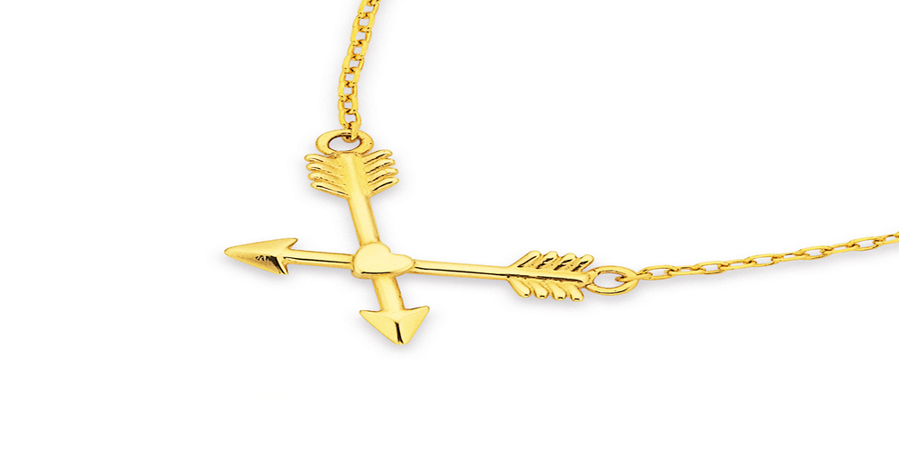 9ct, Crossover Arrows Necklet | Pascoes