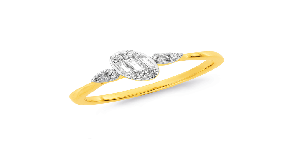 9ct, Diamond Cluster Shoulder Ring Tdw=.25ct | Pascoes