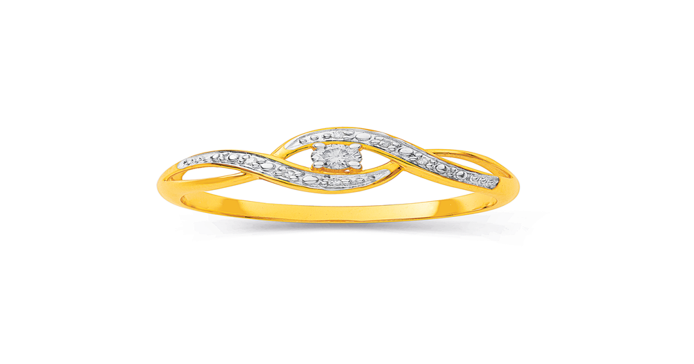 9ct Diamond Crossover Ring Tdw=.10ct | Pascoes