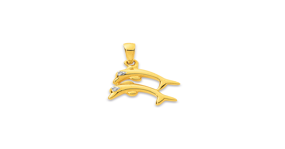 9ct, Diamond Double Dolphin Pendant | Pascoes