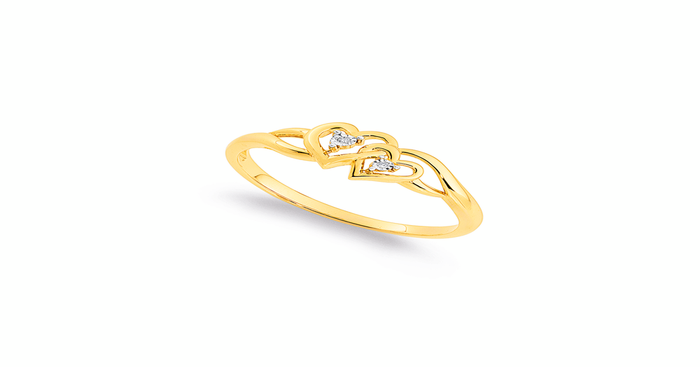 9ct, Diamond Heart Swirl Ring | Pascoes