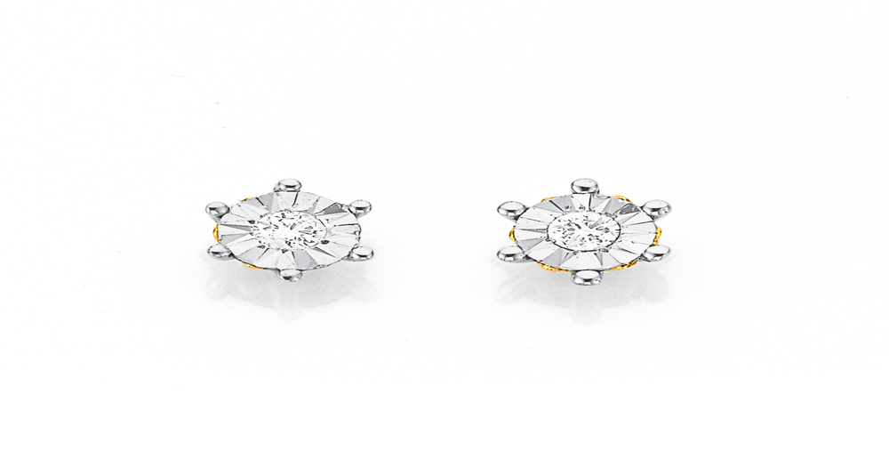 9ct, Diamond Miracle Plate Studs | Pascoes