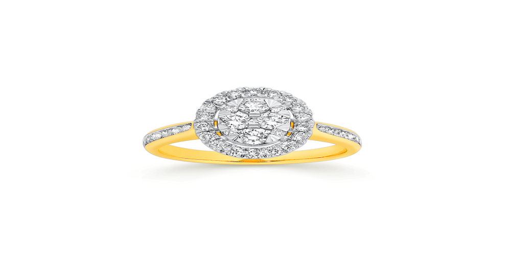 9ct, Diamond Oval Cluster Ring | Pascoes
