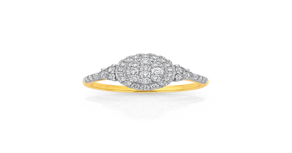 9ct, Diamond Oval Cluster Ring | Pascoes