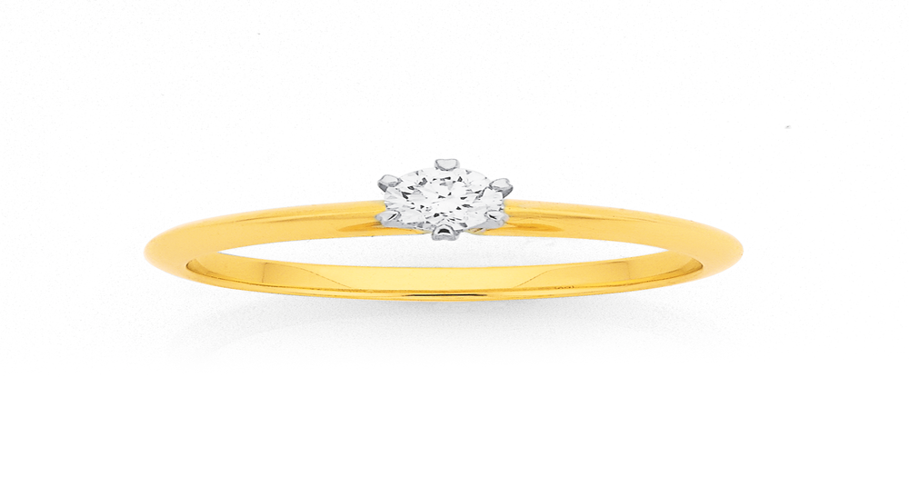 9ct, Diamond Solitaire Knife Edge Ring Tdw=.25ct | Pascoes