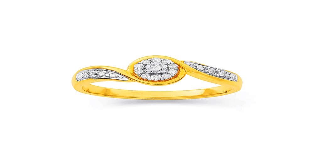 9ct Diamond Swirl Ring Tdw=.20ct | Pascoes