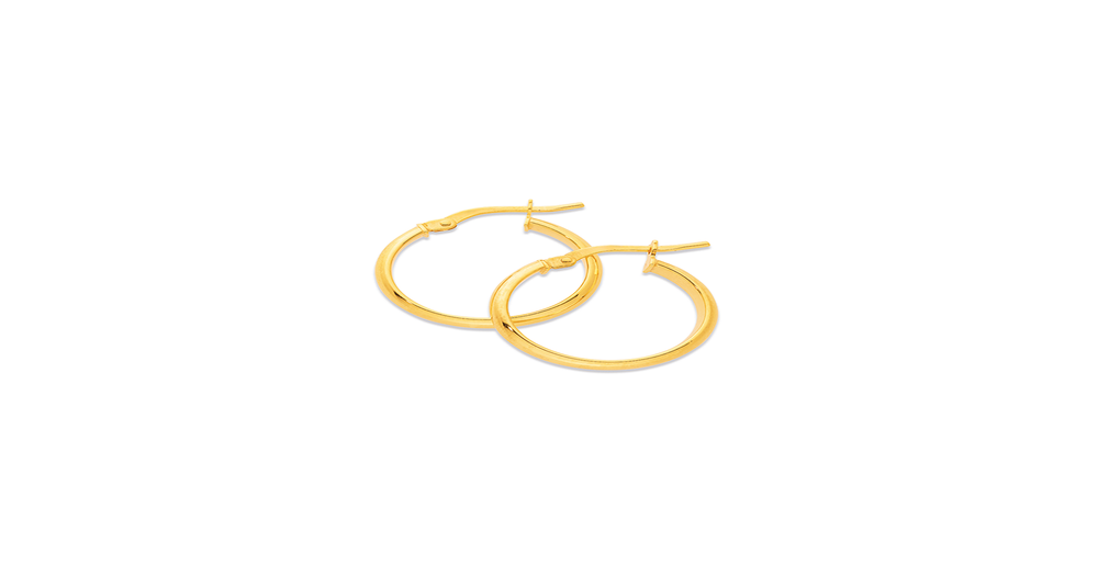 9ct Gold 3x15mm Half Round Hoop Earrings | Pascoes