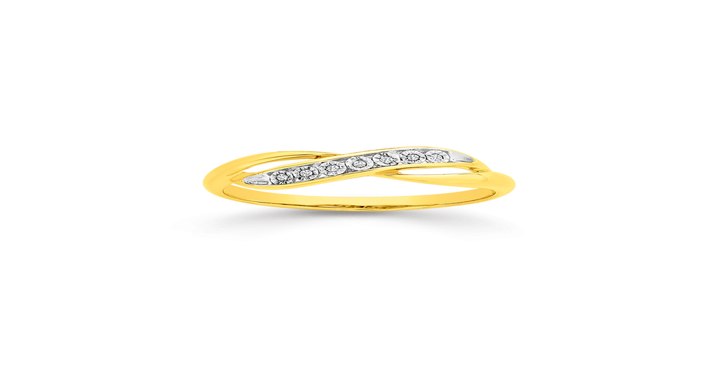 9ct Gold Diamond Crossover Ring | Pascoes