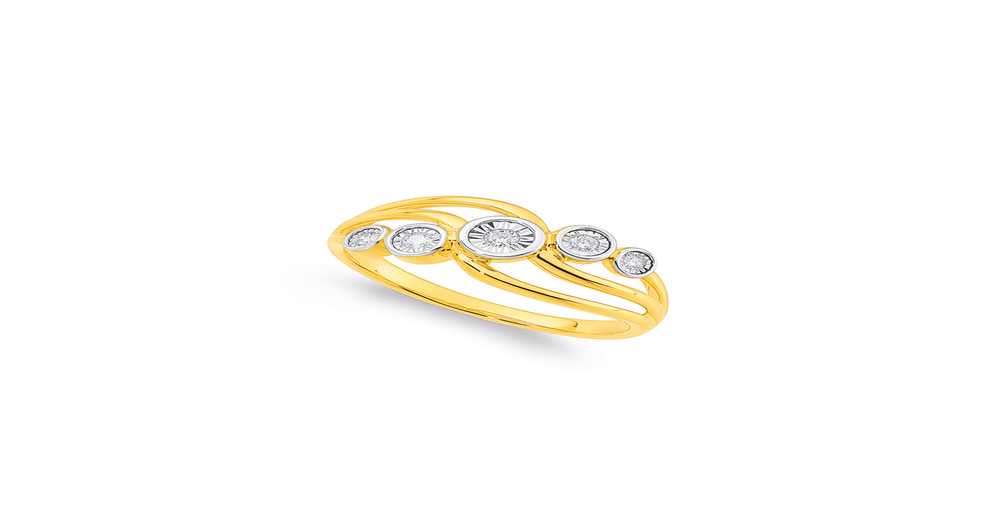 9ct Gold Diamond Open Swirl Dress Ring | Pascoes