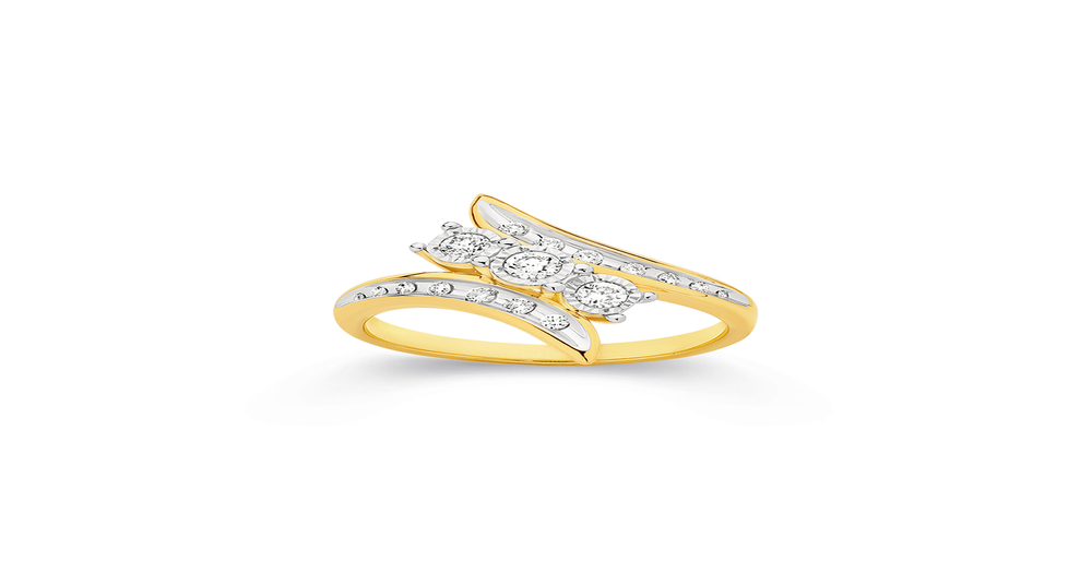 9ct Gold Diamond Trilogy Swirl Ring | Pascoes
