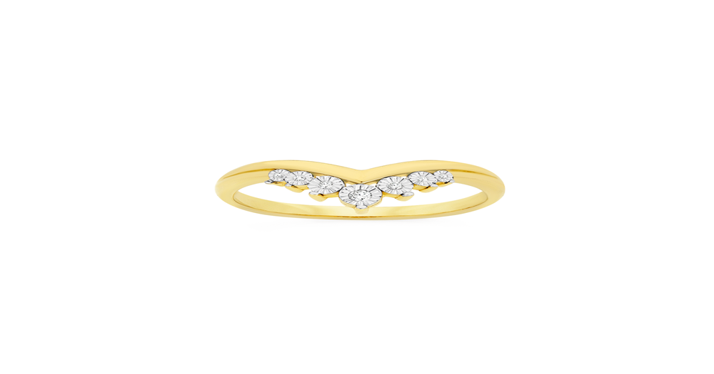 9ct Gold Diamond V Shape Ring | Pascoes
