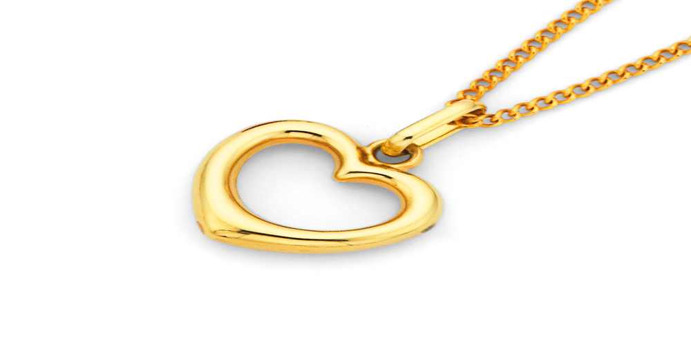 9ct Gold Open Heart Pendant | Pascoes