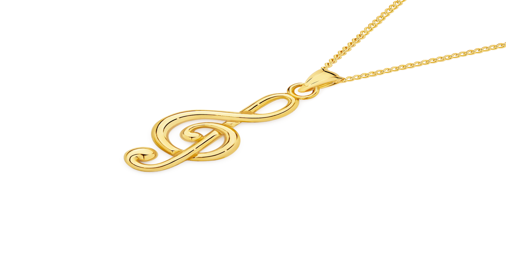 9ct Gold Treble Clef Pendant | Pascoes