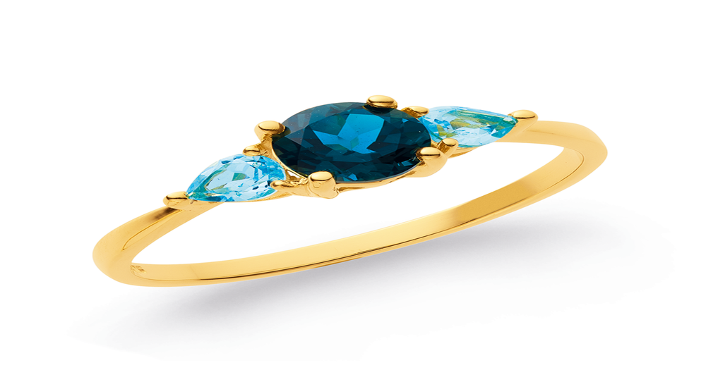 9ct, London Blue Topaz Ring in Blue | Pascoes