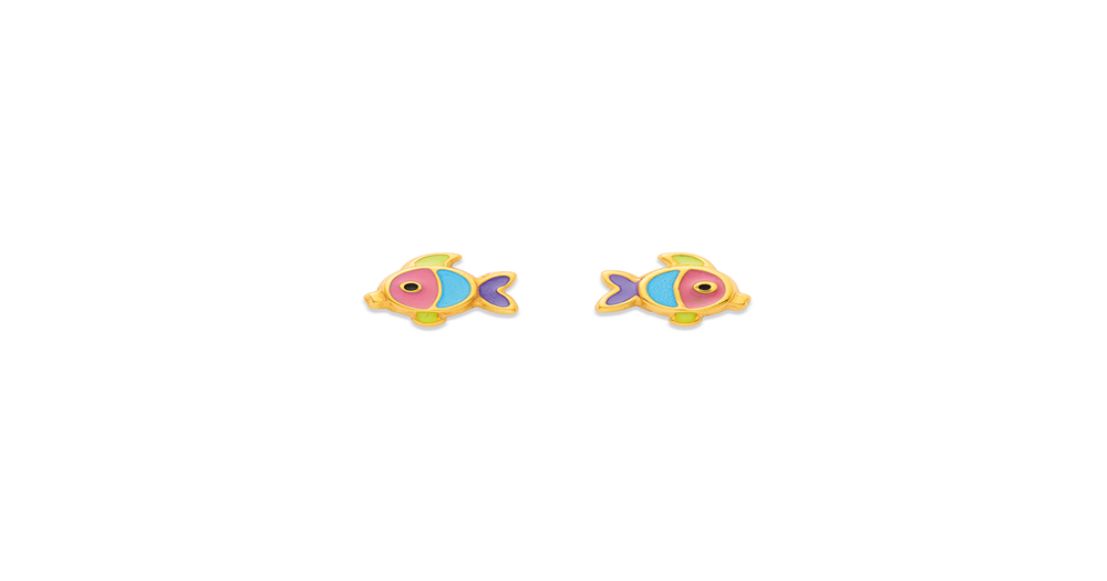 9ct Multi Colour Enamel Fish Studs in Multi-colour | Pascoes