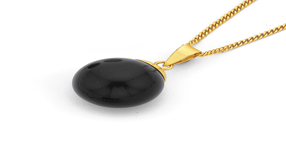9ct, Onyx Ball Pendant in Black | Pascoes
