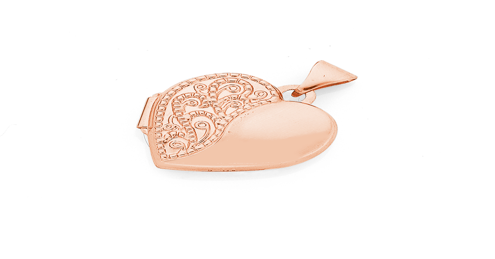9ct Rose Gold, 15mm Filigree Heart Locket | Pascoes
