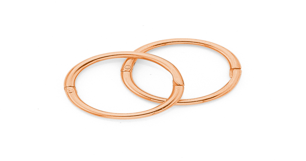 9ct Rose Gold, 8mm Mini Plain Sleepers | Pascoes