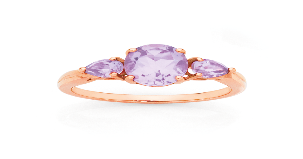 9ct Rose Gold, Pink Amethyst Ring in Pink | Pascoes