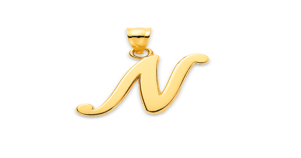 9ct, Script Initial 'n' Pendant | Pascoes