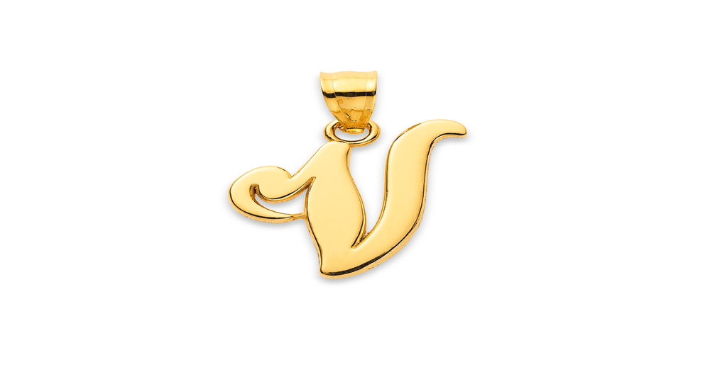 9ct, Script Initial 'v' Pendant | Pascoes