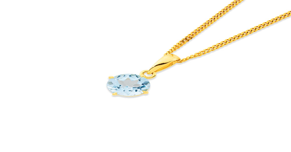 9ct Sky Blue Topaz Pendant in Blue | Pascoes