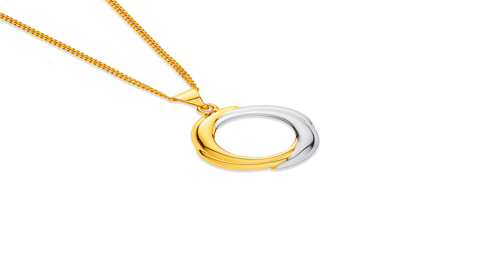 9ct Two Tone Open Double Circle Pendant | Pascoes