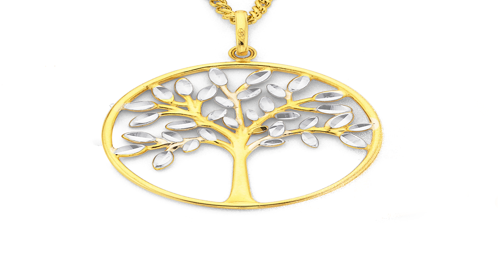9ct Two Tone, Tree Of Life Pendant | Pascoes