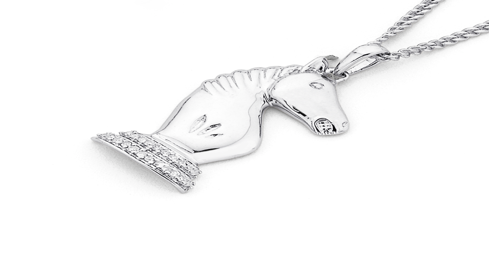9ct White Gold, Diamond Knight Chess Piece Pendant | Pascoes