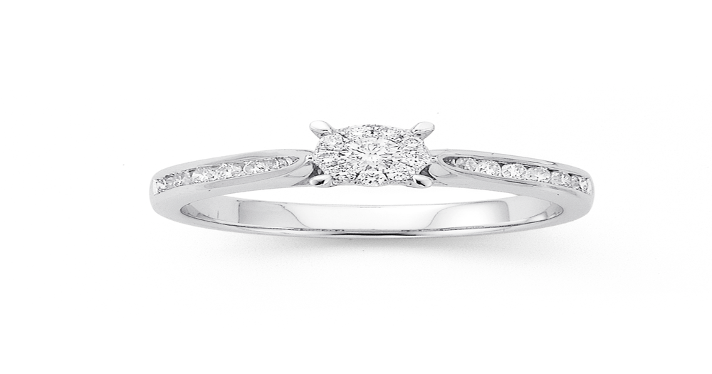 9ct White Gold, Diamond Ring (size K) | Pascoes