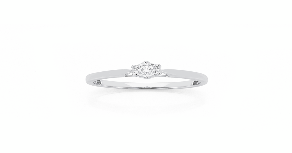 9ct White Gold, Mirror Enhanced .10ct Solitaire Diamond Ring | Pascoes