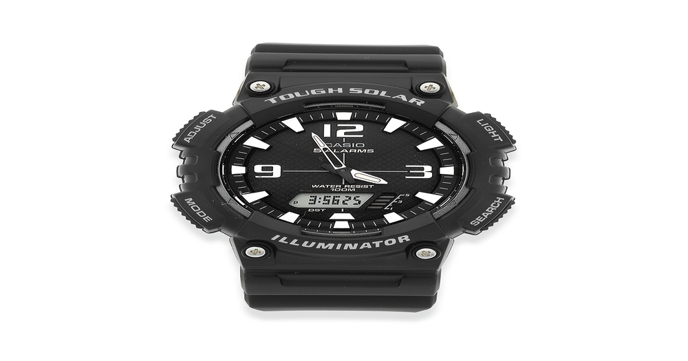 Casio Gents Duo 100m Solar Resin Band Watch Aqs810w-1a in Black | Pascoes