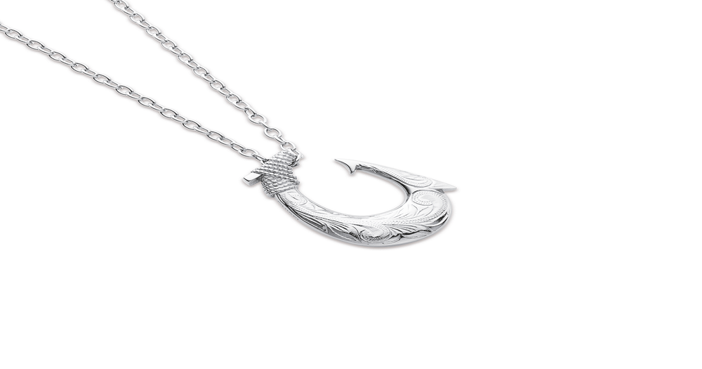 Chisel Stainless Steel Engraved Hook Pendant | Pascoes