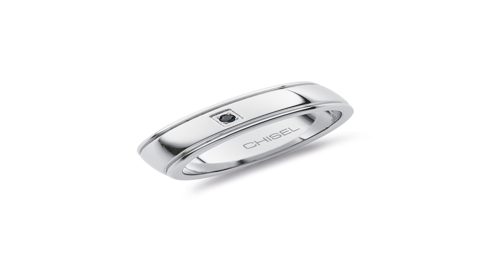 Chisel Stainless Steel Single Black Band Ring Size R | Pascoes