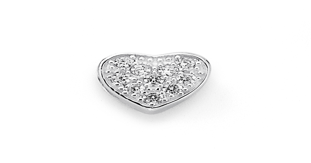 Cubic Zirconia Heart Addorn Charm In Sterling Silver in White | Pascoes