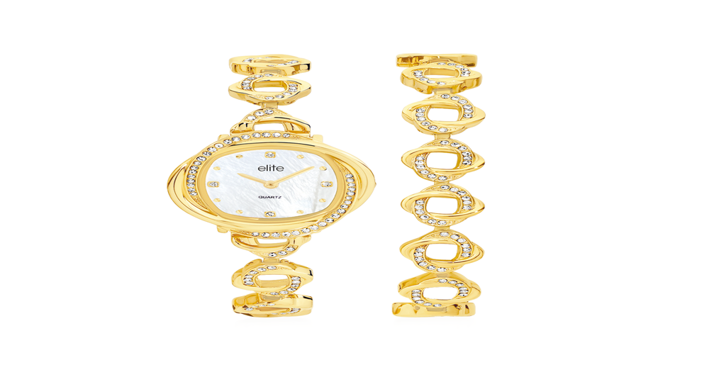 Elite Ladies Knot Watch & Bracelet Set in Gold | Pascoes