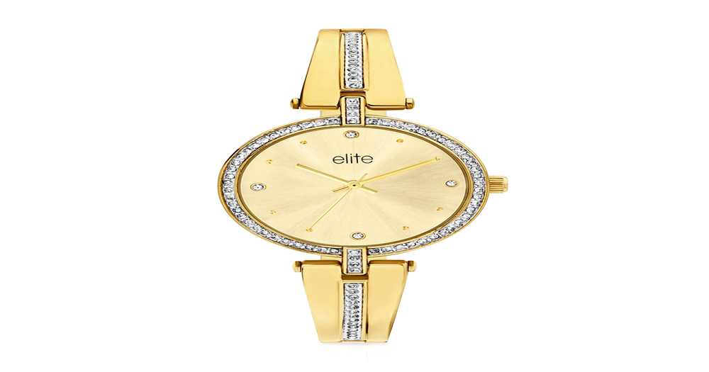 Elite Ladies Semi Bangle Watch 5089198 in Gold | Pascoes