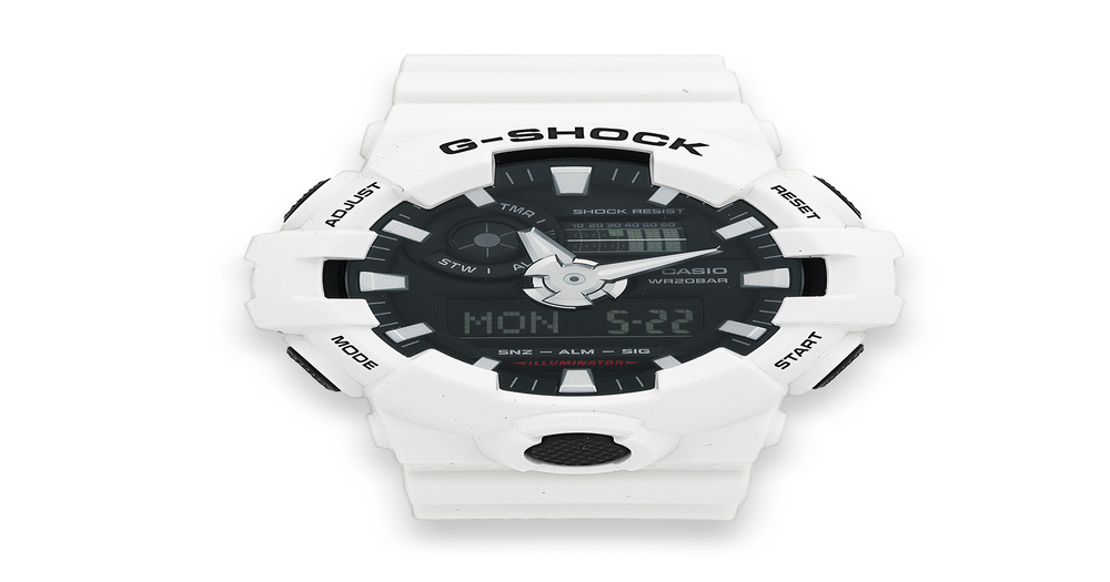 G-shock Mens Analogue / Digital Watch Ga700-7a in White | Pascoes