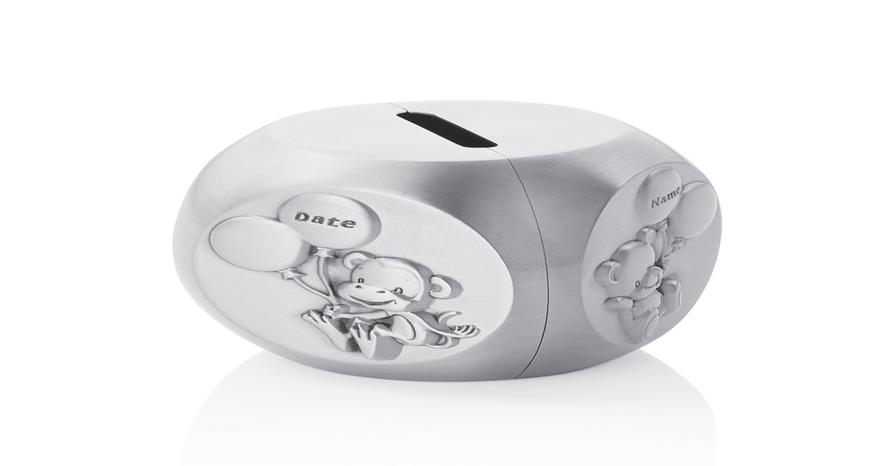 Pewter Plated Baby Money Box | Pascoes