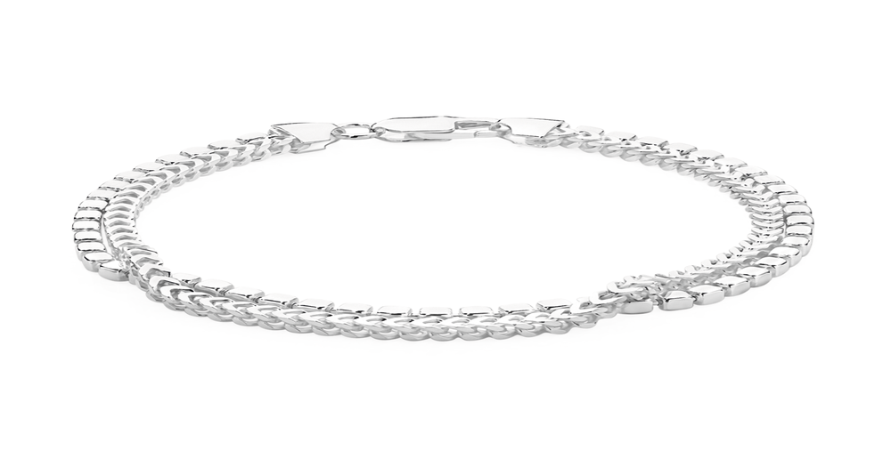 Silver 22.5cm Double Strand Foxtail & Box Bracelet | Pascoes